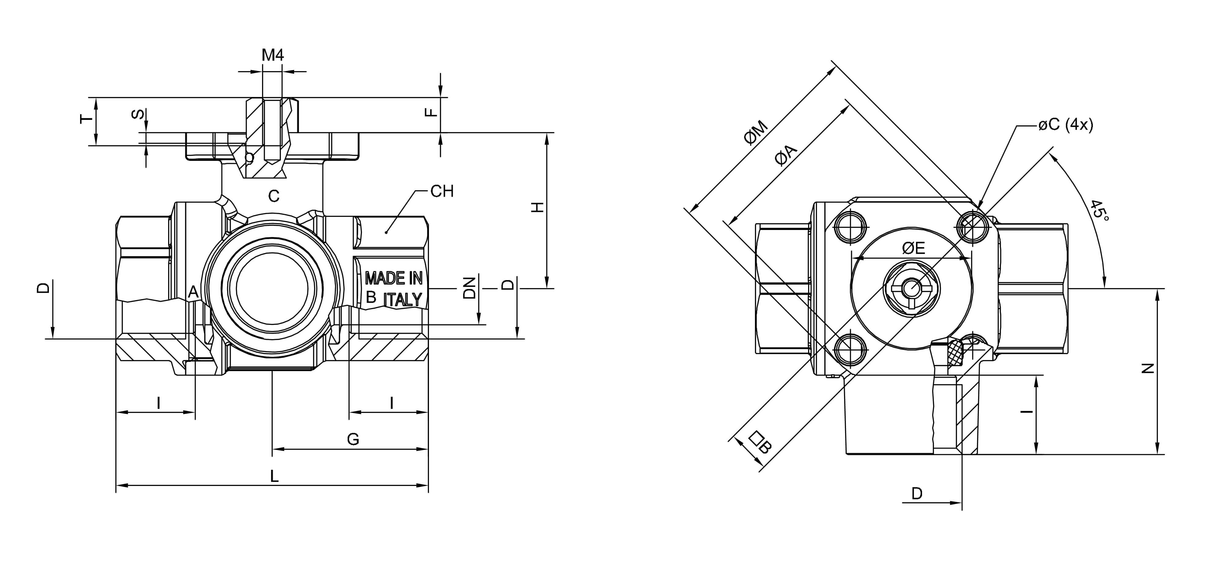 1 2 1 Brass Nickel Plated Ball Valves 3 Way Ball Valves S 7300 3